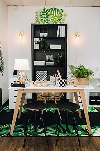 Flagship Carpets Schoolgirl Style Simply Boho Greenery Classroom Area Rug for Indoor Classroom Learning or Kid Bedroom Educational Play Mat, 5'x7'6", Black