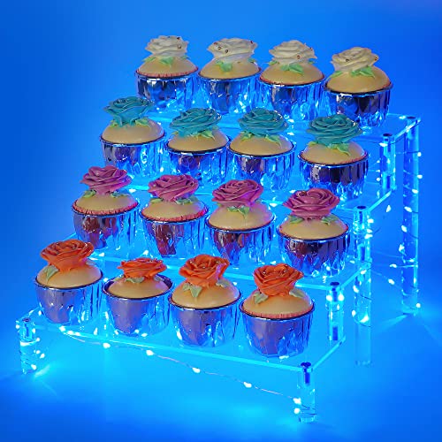 Display Shelf Cake Stand – 4 Tier Shelf Cake Pop Stand – Multifunctional and Durable Acrylic Stand – Mounting Hardware Included – Ideal for Desserts, Cosmetics, Glassware, Figurines