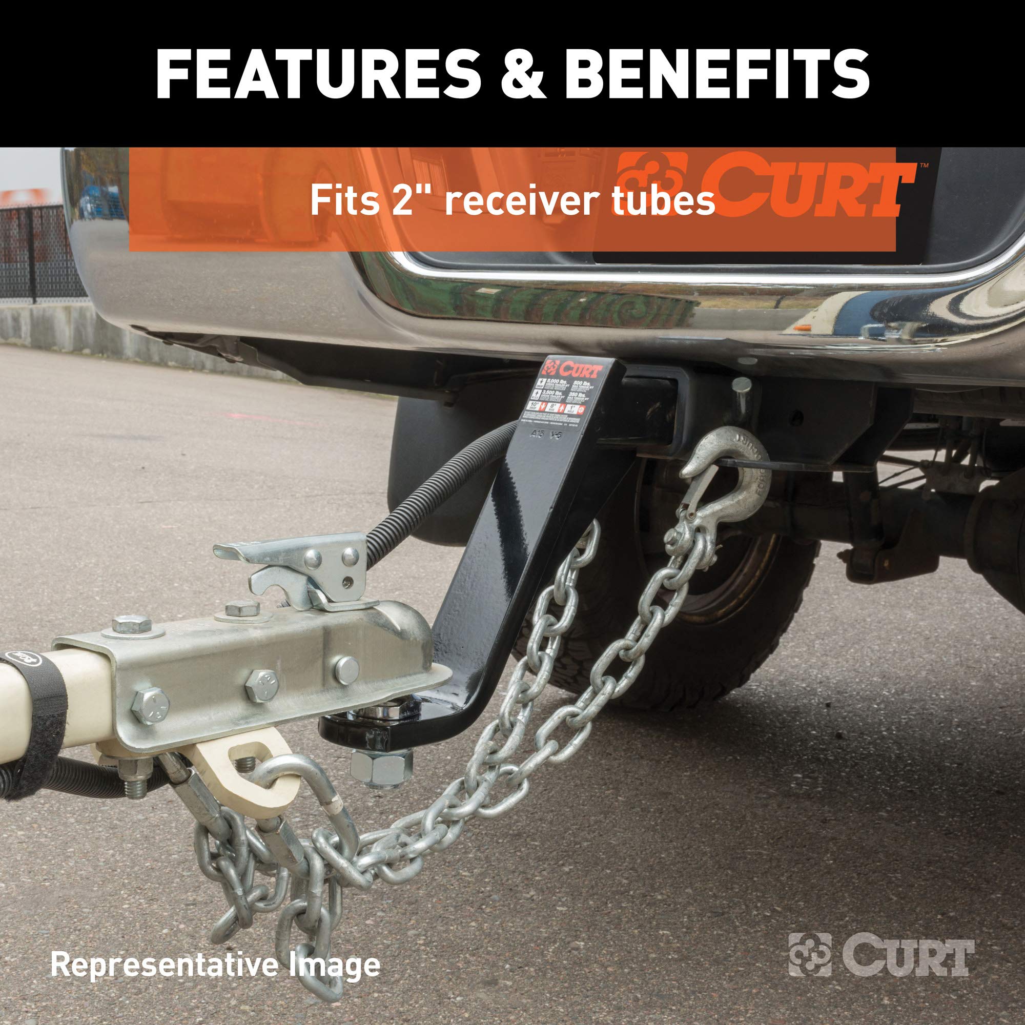 CURT 45090 Class 3 Trailer Hitch Ball Mount, Fits 2-Inch Receiver, 5,000 lbs, 1-Inch Hole, 8-Inch Drop