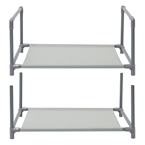 Juvale 2 Pack Gray 4-Tier Narrow Shoe Rack for Entryway, Metal Free Standing Shelf Organizer for Closet (17 x 11 x 30 In)