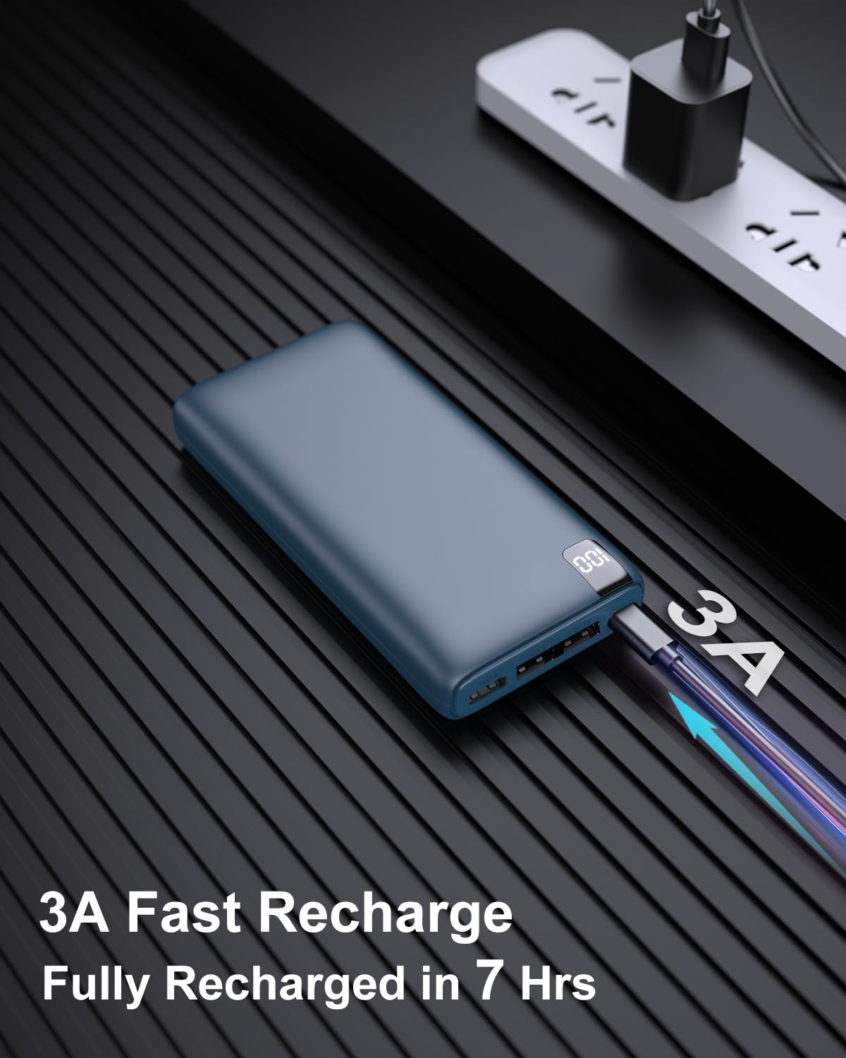IXNINE Power Bank 26800mAh Portable Charger, High Capacity Phone Charger Compact External Battery Pack with LED Display and 4 Fast Charging Outputs for Cellphone Tablet Survival Gear (Blue)