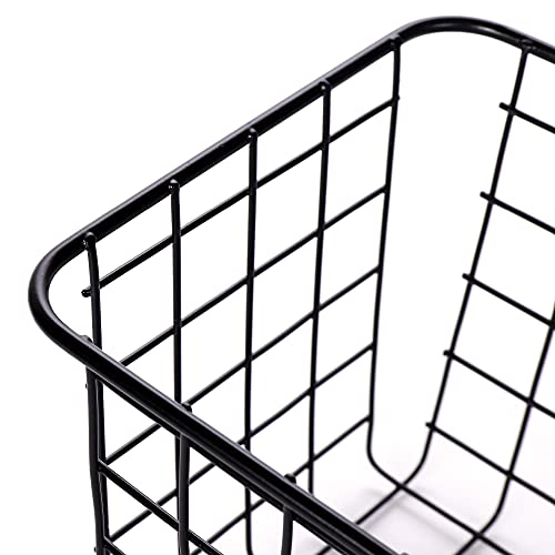 XINFULL 4 Pack Wire Storage Baskets Household Metal Wall-Mounted Containers Organizer Bins for Kitchen Bathroom Freezer Pantry Closet Laundry Room Cabinets Garage Shelf, Large