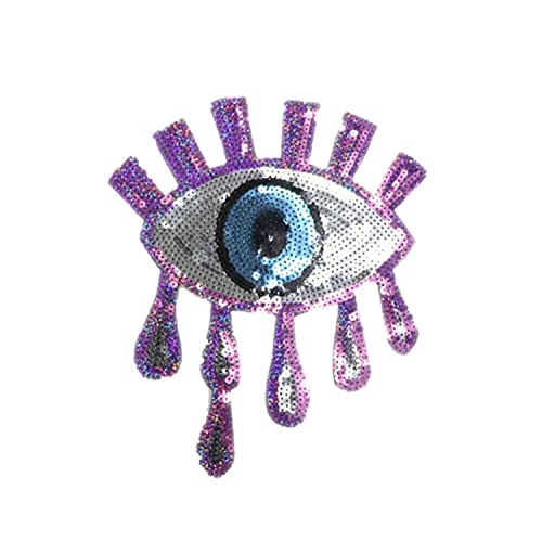 Sequin Big Eye Rose English Letter Embroidery Appliques Ironing Sewing Patches DIY Clothing Decoration 5 Pcs