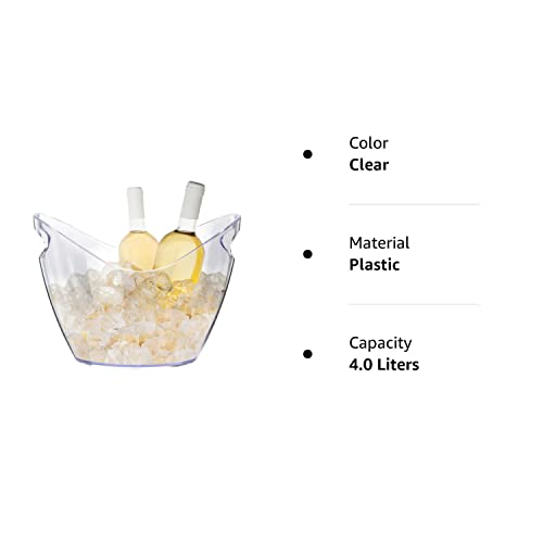 Ice Bucket Wine Bucket,Clear Acrylic 4 Liter Plastic Tub for Drinks and Parties, Food Grade, Perfect for Wine, Champagne or Beer Bottles