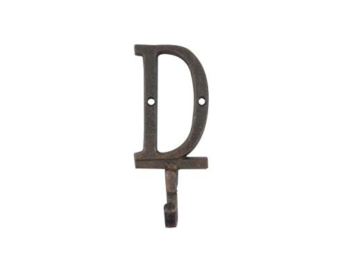 Handcrafted Nautical Decor Rustic Copper Cast Iron Letter D Alphabet Wall Hook 6"