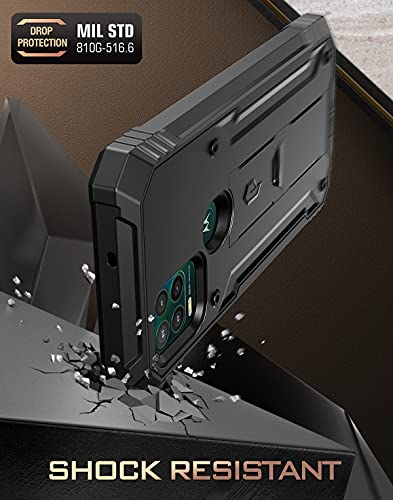 Poetic Revolution Series Case for Moto G Stylus 5G (2021), Model # XT2131, Full-Body Rugged Dual-Layer Shockproof Protective Cover with Kickstand and Built-in Screen Protector, Black