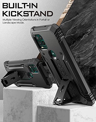 Poetic Revolution Series Case for Moto G Stylus 5G (2021), Model # XT2131, Full-Body Rugged Dual-Layer Shockproof Protective Cover with Kickstand and Built-in Screen Protector, Black
