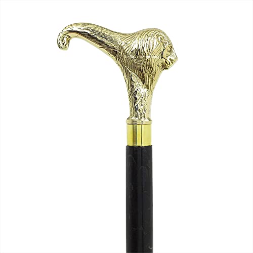 Halloween Vintage 36" Brass Walking Stick Solid Vintage Designer Lion Head Wooden Cane Antique Style 3 Fold Walking Stick