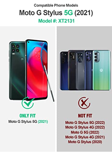Poetic Revolution Series Case for Moto G Stylus 5G (2021), Model # XT2131, Full-Body Rugged Dual-Layer Shockproof Protective Cover with Kickstand and Built-in Screen Protector, Black