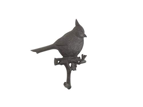 Handcrafted Nautical Decor Cast Iron Baltimore Oriole Sitting on a Tree Branch Decorative Metal Wall Hook