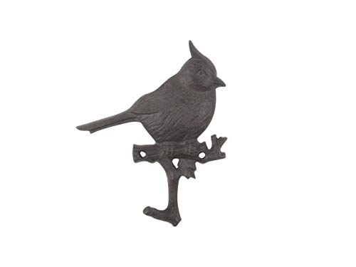 Handcrafted Nautical Decor Cast Iron Baltimore Oriole Sitting on a Tree Branch Decorative Metal Wall Hook