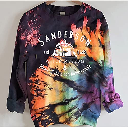 Womens Tie Dye Printed Pullover Tops Long Sleeve Loungewear Casual Color Block Crewneck Sweatshirt