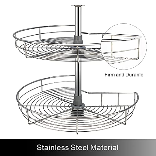 Suninlife Kidney Chrome Lazy Susan Cabinet 32" Kitchen Cabinet Blind Corner 2 Tier Stainless Steel Corner Cabinet Organizer