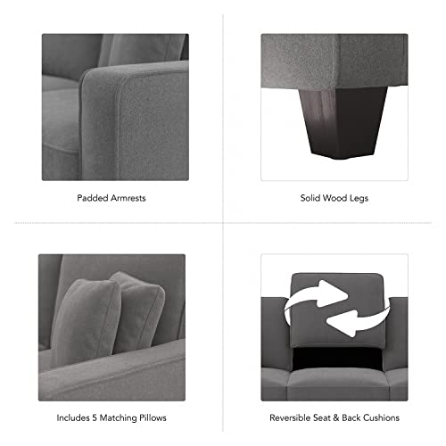 Bush Furniture Stockton U Shaped Sectional Couch with Reversible Chaise Lounge, 127W, French Gray Herringbone