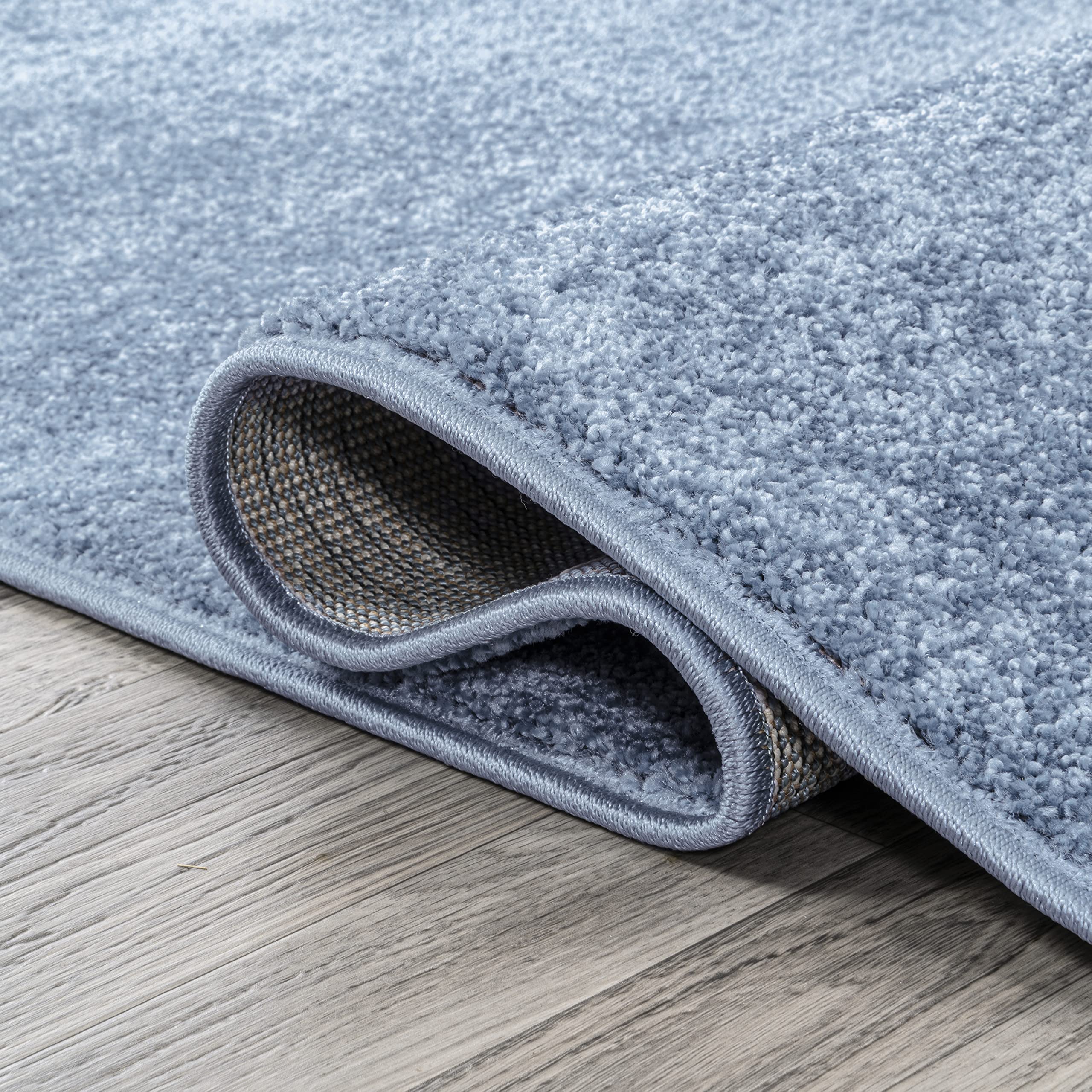 JONATHAN Y SEU100F-212 Haze Solid Low-Pile Indoor Runner Rug, Coastal, Bohemian, Minimalist, Classic, Casual for Bedroom,Kitchen,Living Room,Non Shedding,Easy-Washing, Blue, 2 X 12