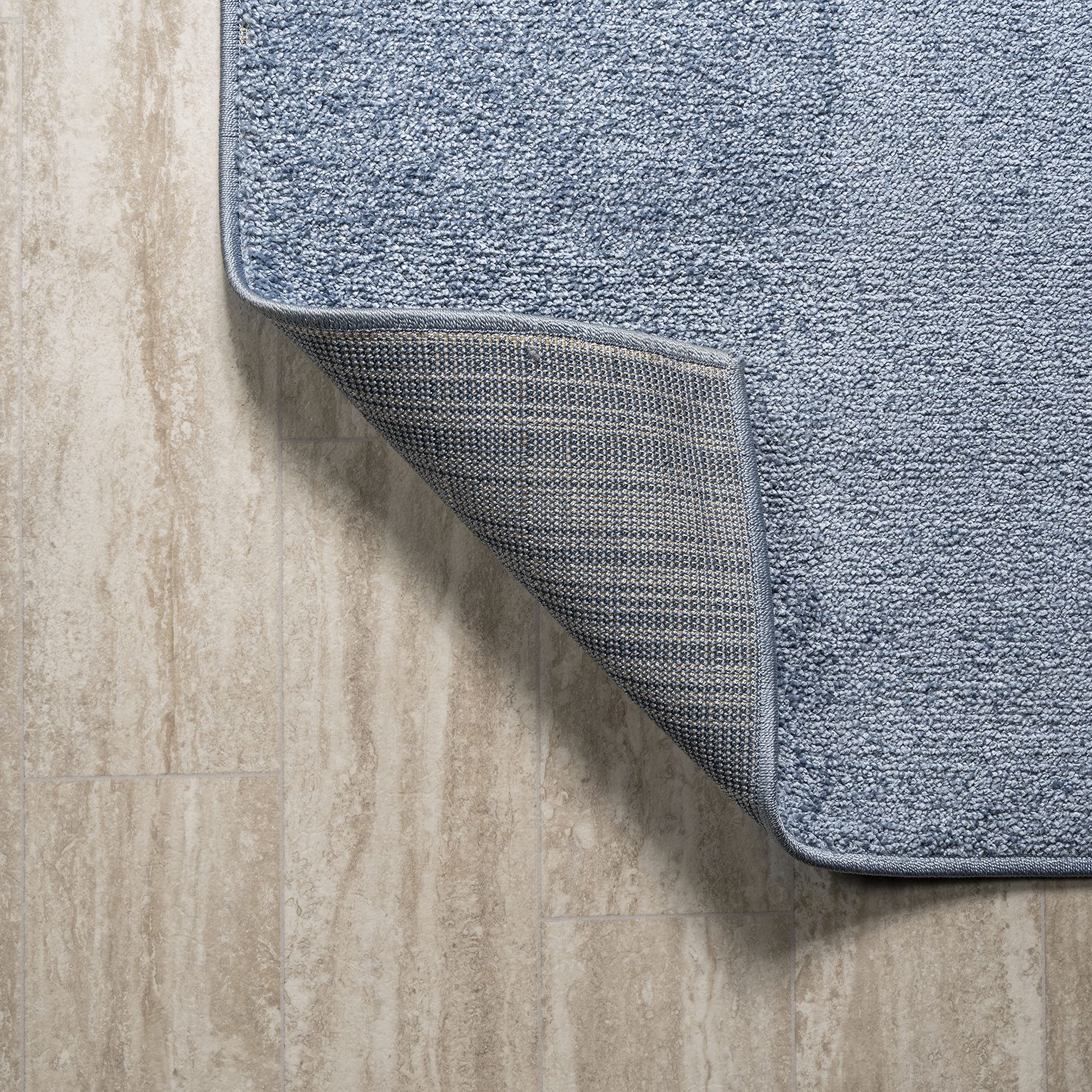JONATHAN Y SEU100F-212 Haze Solid Low-Pile Indoor Runner Rug, Coastal, Bohemian, Minimalist, Classic, Casual for Bedroom,Kitchen,Living Room,Non Shedding,Easy-Washing, Blue, 2 X 12