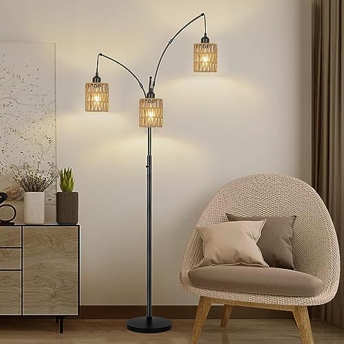3 Pack Rattan Lamp Shade Small Boho Shades Replacement - Pendant Sconce Shade Ceiling Fan Light Covers Cylinder Woven Lampshade for Floor Lamps Pendant Light Chandelier Wall Sconces Light Fixture
