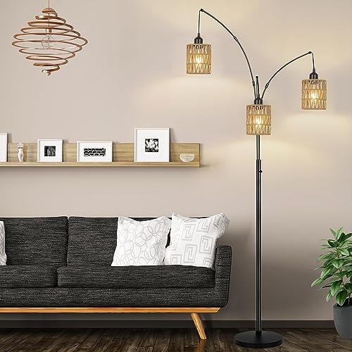 3 Pack Rattan Lamp Shade Small Boho Shades Replacement - Pendant Sconce Shade Ceiling Fan Light Covers Cylinder Woven Lampshade for Floor Lamps Pendant Light Chandelier Wall Sconces Light Fixture