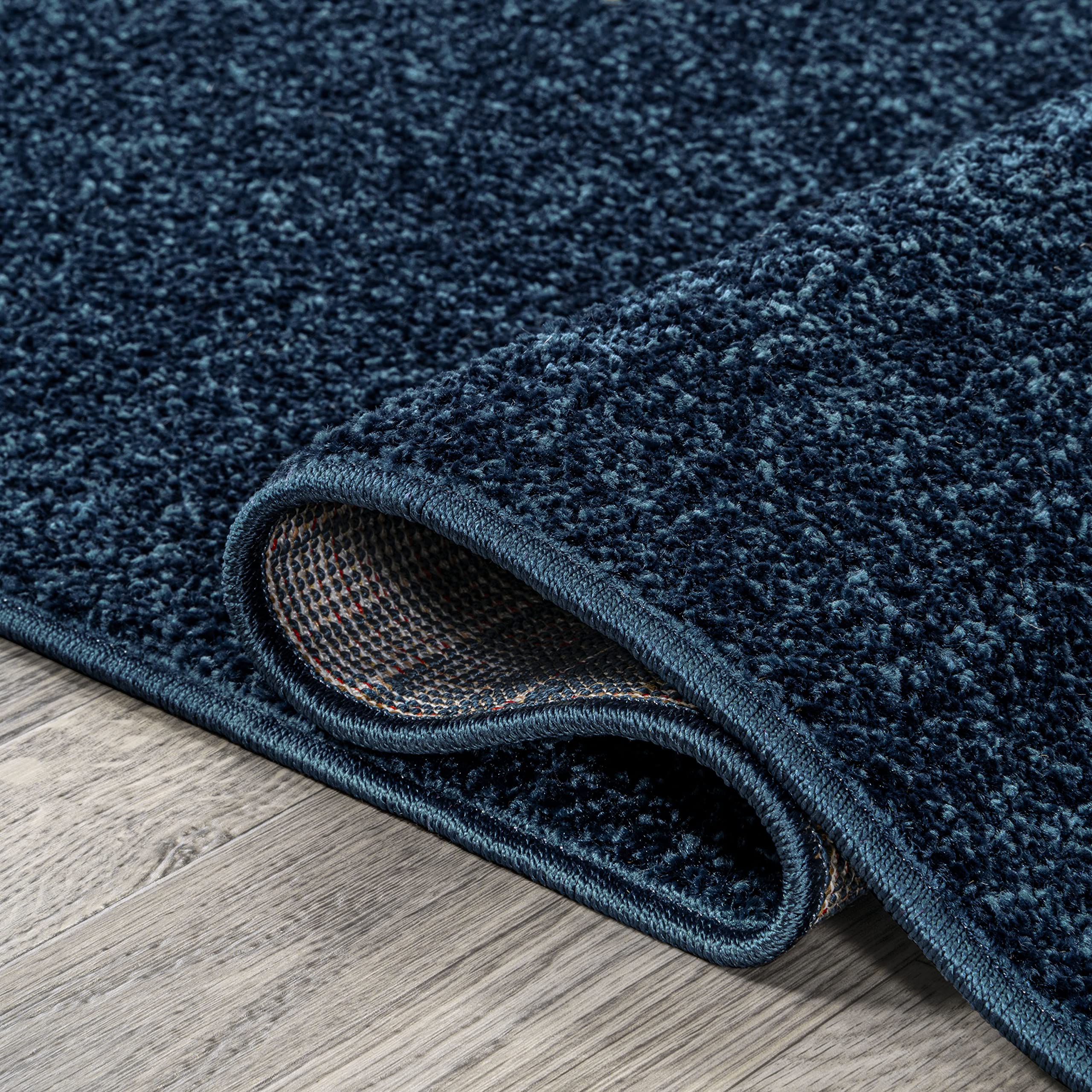 Eyely UES100C-212 Supersoft Haze Solid Low-Pile Indoor Runner Rug, Coastal, Bohemian, Minimalist, Classic, Casual for Bedroom,Kitchen,Living Room,Non Shedding,Easy-Washing, Blue, 2 X 12