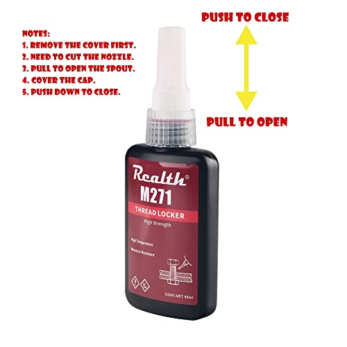 Threadlocker M271 Heavy Duty High Strength Gap Sealants 50ml Bottle Red for Sealing Metal Bolts Nuts and Anti-Rust(M271)