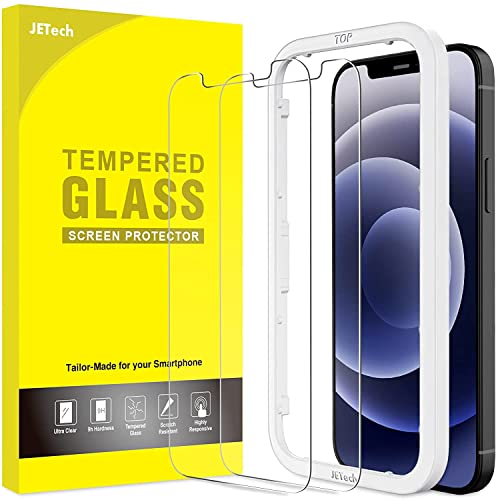 JETech Screen Protector Compatible with iPhone 12/12 Pro 6.1-Inch, Tempered Glass Film with Easy-Installation Tool, 2-Pack