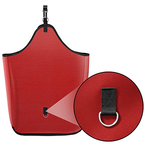 SmithBuilt Horse Hay Bag, Red - Comfortable & Durable 1000D Nylon Feeder Tote with Mesh Net
