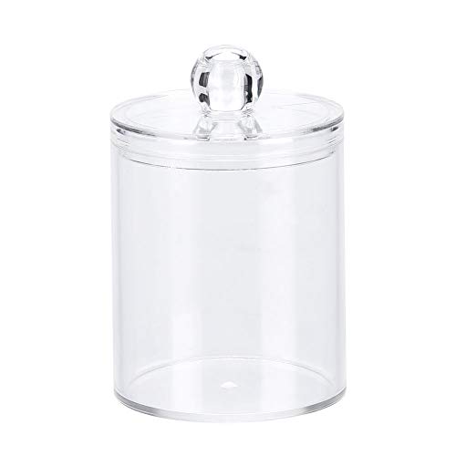 Agatige 1pcs Cotton Swab Ball Pad Holder Dispenser, Round Transparent Acrylic Storage Box with Lid for Cotton Ball,Cotton Swab,q-Tips,Cotton