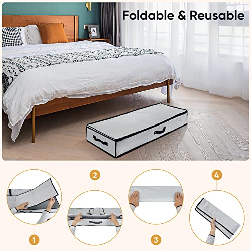 BALEINE Christmas Wrapping Paper Storage Organizer with Flexible Partitions and Pockets, 40" Durable 600D Oxford Fabric Gift Wrap Storage Bag Fits Ribbon, Ornaments, Holiday Accessories (Gray)