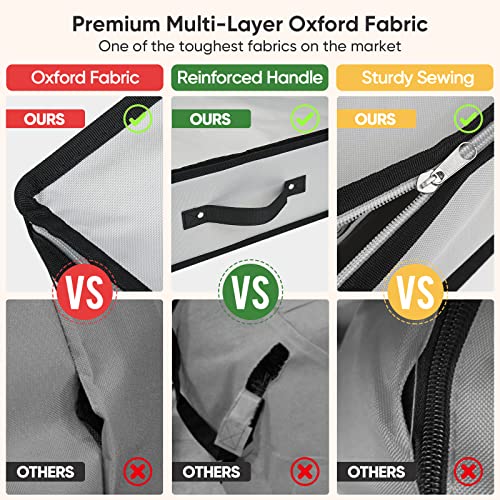 BALEINE Christmas Wrapping Paper Storage Organizer with Flexible Partitions and Pockets, 40" Durable 600D Oxford Fabric Gift Wrap Storage Bag Fits Ribbon, Ornaments, Holiday Accessories (Gray)