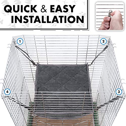 Small Pet Hammock - Ferret Hammock – Soft, Plush 2-Level Ferret Bed – Strong Hanging Hammock Pet Bedding – Machine-Washable Small Animal Hammock, Rat Bed, Guinea Pig Hammock by 2Brothers Wholesale