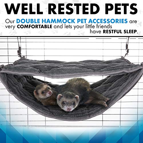 Small Pet Hammock - Ferret Hammock – Soft, Plush 2-Level Ferret Bed – Strong Hanging Hammock Pet Bedding – Machine-Washable Small Animal Hammock, Rat Bed, Guinea Pig Hammock by 2Brothers Wholesale