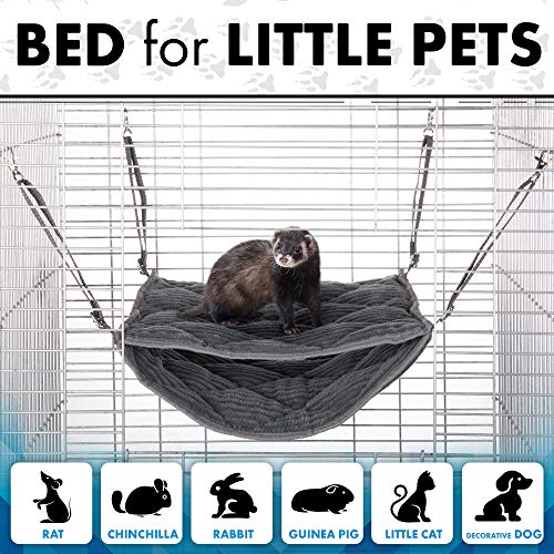 Small Pet Hammock - Ferret Hammock – Soft, Plush 2-Level Ferret Bed – Strong Hanging Hammock Pet Bedding – Machine-Washable Small Animal Hammock, Rat Bed, Guinea Pig Hammock by 2Brothers Wholesale