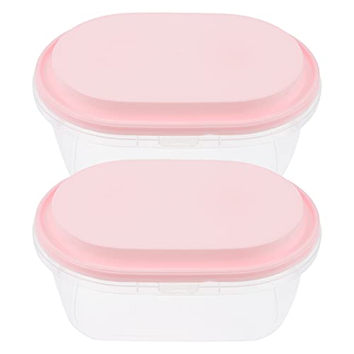 YARNOW 2pcs Ice Cream Storage Containers with Lids Homemade Ice Cream Tubs Oval Freezer Containers Storage Freezer Container Cake Boxes for Home Kitchen Pink