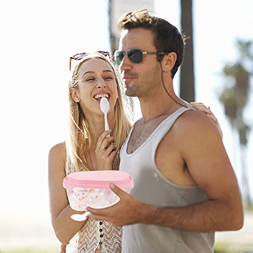 YARNOW 2pcs Ice Cream Storage Containers with Lids Homemade Ice Cream Tubs Oval Freezer Containers Storage Freezer Container Cake Boxes for Home Kitchen Pink