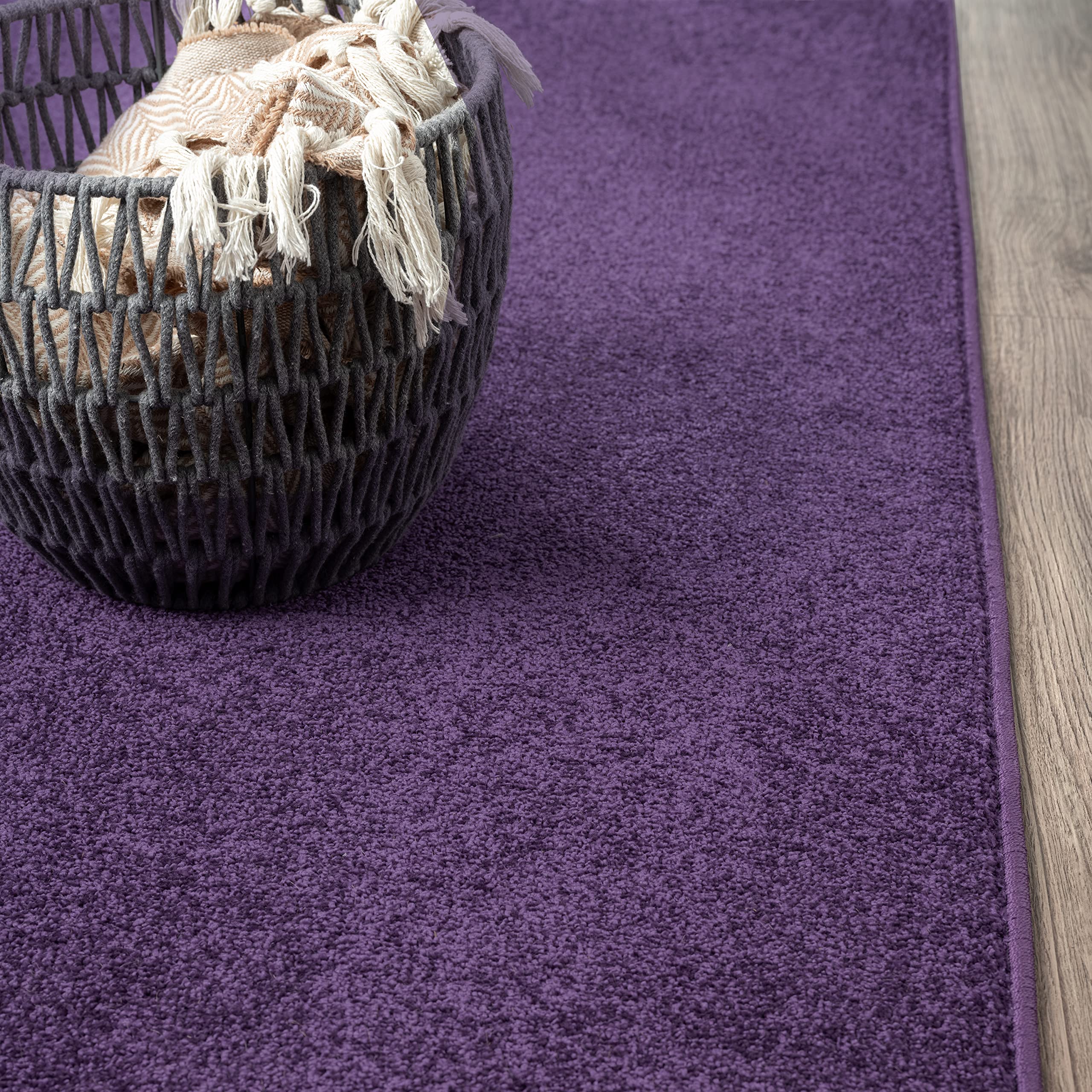 JONATHAN Y SEU100N-212 Haze Solid Low-Pile Indoor Runner Rug, Coastal, Bohemian, Minimalist, Classic, Casual for Bedroom,Kitchen,Living Room,Non Shedding,Easy-Washing, Purple, 2 X 12