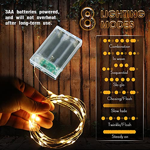 Wedding Card Box, Rustic Wooden Wedding Card Holder with 8 Modes String Light and Lace Table Mat, DIY Envelop Gift Money Card Container with Lock for Reception Decoration, Just Married (White)