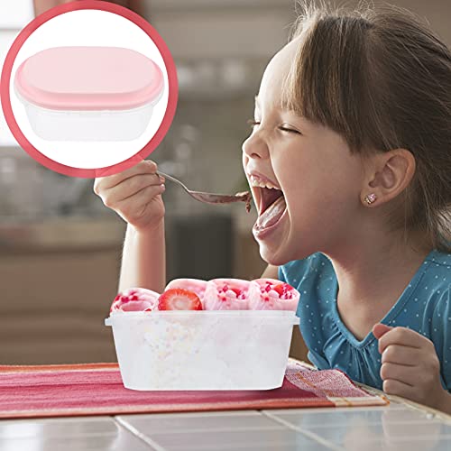 YARNOW 2pcs Ice Cream Storage Containers with Lids Homemade Ice Cream Tubs Oval Freezer Containers Storage Freezer Container Cake Boxes for Home Kitchen Pink