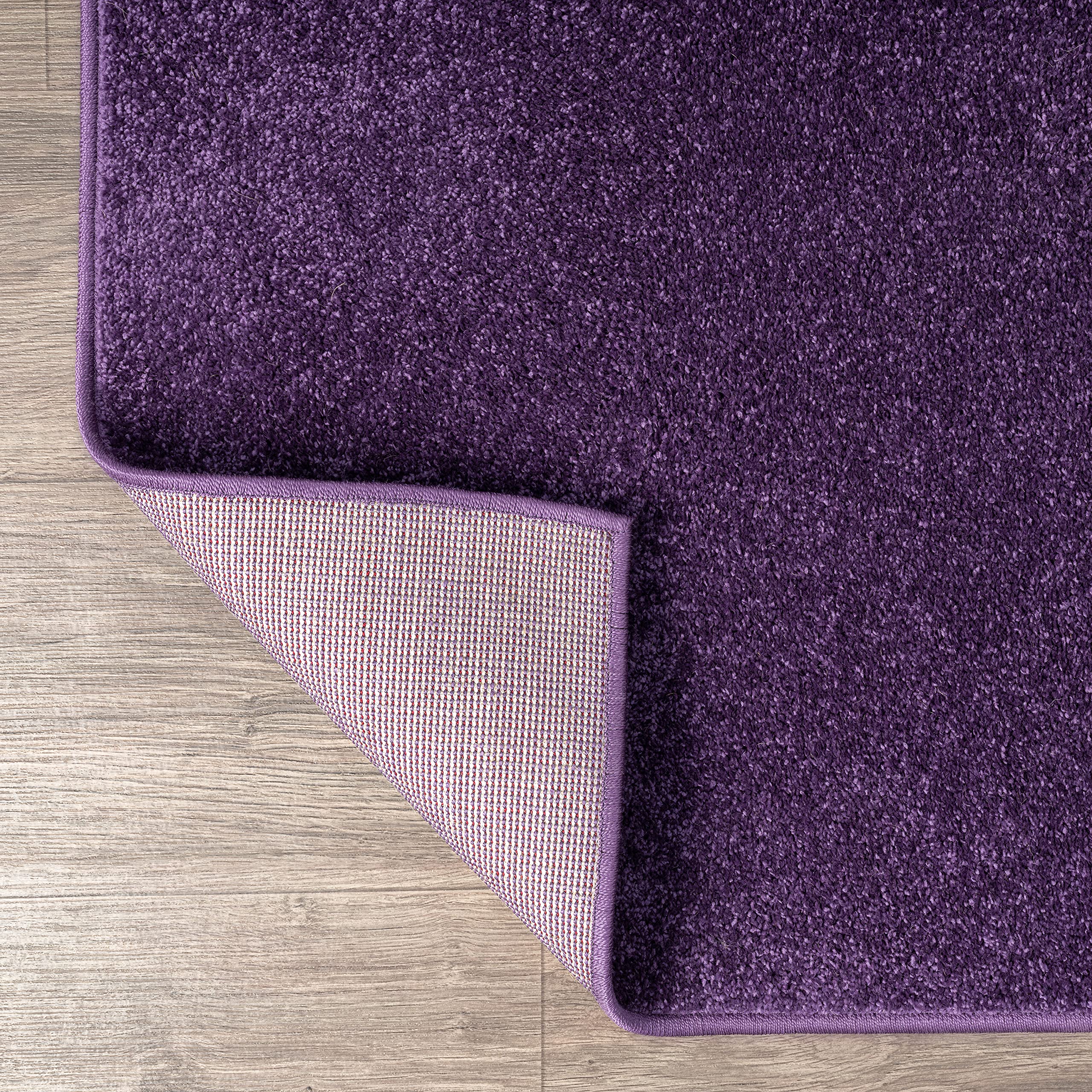 JONATHAN Y SEU100N-212 Haze Solid Low-Pile Indoor Runner Rug, Coastal, Bohemian, Minimalist, Classic, Casual for Bedroom,Kitchen,Living Room,Non Shedding,Easy-Washing, Purple, 2 X 12