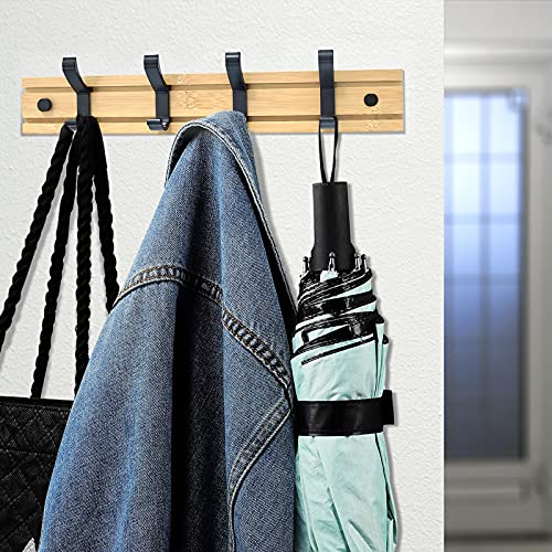 Coat Rack Wall MountedĀ ,Wooden Board Coat Rack with 4 Movable Coat Hooks, Heavy Duty Coat Metal Hooks Rail for Coat Hat Towel Purse Robes Bathroom Entryway (Natural)