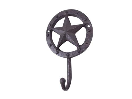 Handcrafted Nautical Decor Cast Iron Lone Star Decorative Metal Wall Hook 5"