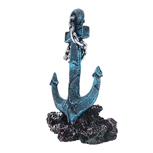 Aquarium Anchor Decoration Resin Fish Tank Decorations Hideaway Reptile Decor for Betta Fish Shrimp Cichlid Fish Tank Supplies Accessories Assorted Color, 15x10cm