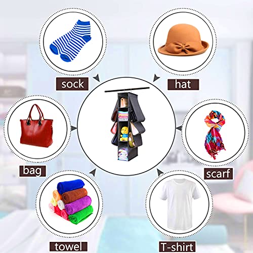 OULLYY Hanging Purse Handbag Organizer Wardrobe Closet Organizer Nonwoven 10 Pockets Hanging Closet Storage Bag with 360 Degree Swivel Hook