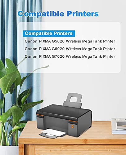 JoyPrinting GI-20 Refill Ink Bottles Kit Replacement for Canon GI20PGBK GI20 Ink Work for Canon PIXMA G6020 G7020 5020 MegaTank Printers (1 Pigment Black / 1 Cyan / 1 Magenta / 1Yellow, 4 Pack)