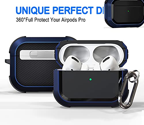 Upgraded Armor for Airpod Pro Case, Shockproof AirPods Pro Cover Cool Pro Case Designed for Apple AirPod Wireless Pro Cases for Men Women - Black/Blue