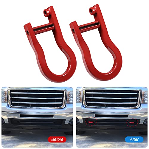 CARMOCAR Front Tow Hooks Replacement for Chevy Silverado GMC Sierra 1500 2007-2019 in Red Car Tow Hook Ring Front Lower Bumper Trailer Ring 84192871 Steel Alloy