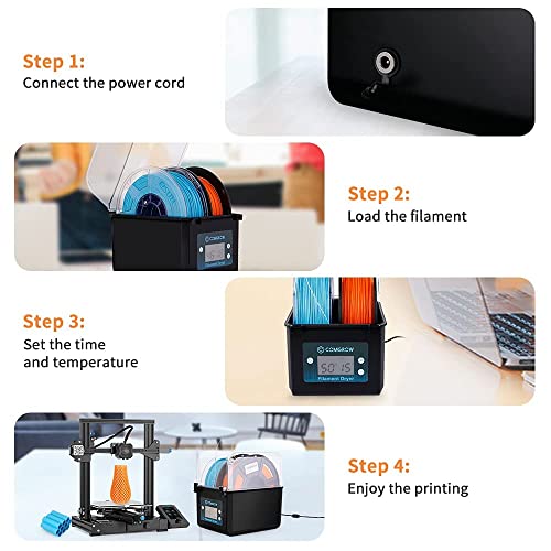 Comgrow Filament Dryer, Upgraded Filament Dry Box, Large-Capacity 3D Filament Dehydrator for 2KG Filament, Compatible with 1.75mm, 2.85mm Filament and PLA PETG TPU ABS Material