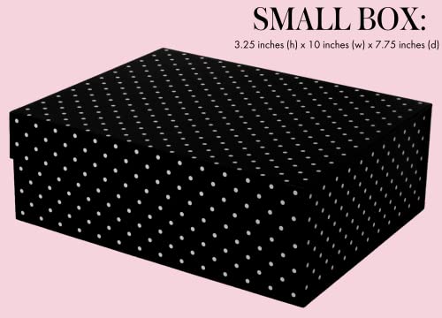 Kate Spade New York Black Decorative Storage Boxes with Lids, 3 Pack Sturdy Organizer Storage Bins, Includes Small Medium Large Pink Nesting Boxes with Magnetic Closure, Dots and Stripes