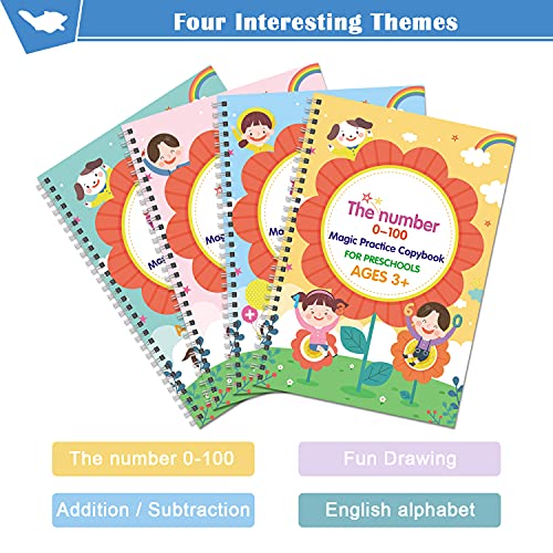 Hokeep Magic Practice Copybook For Kids Handwriting Practice Drawing Book Calligraphy Pens Set For Education Supplies Preschool Workbooks Age 3-5 (Extra Large)