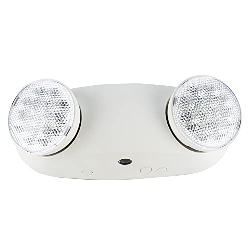 LED Emergency Exit Light with 2 Adjustable Head Flood Lights, OSTEK Emergency Lights for Business, 90min Backup Battery, Fire Resistant 120-277V (UL 94V-0) (1pack)