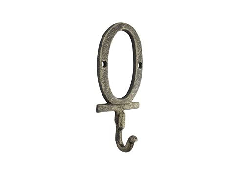 Handcrafted Nautical Decor Rustic Gold Cast Iron Letter O Alphabet Wall Hook 6"
